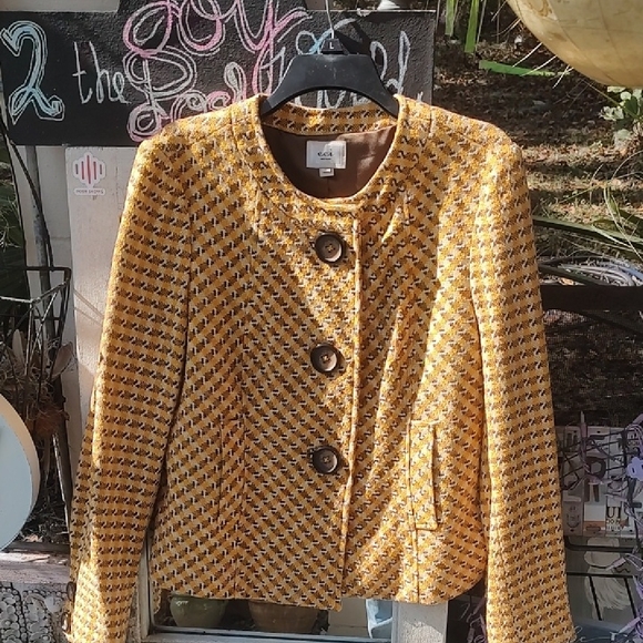 ECI | Jackets & Coats | Vintage Guc Eci Mustard Brown Tweed Blazer ...